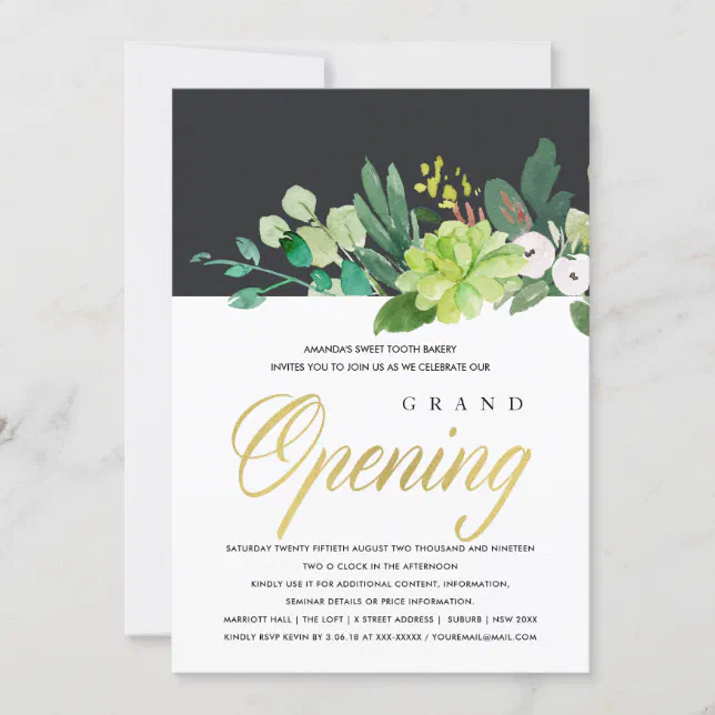 WATERCOLOR GREEN FOLIAGE GRAND OPENING CEREMONY INVITATION | Zazzle