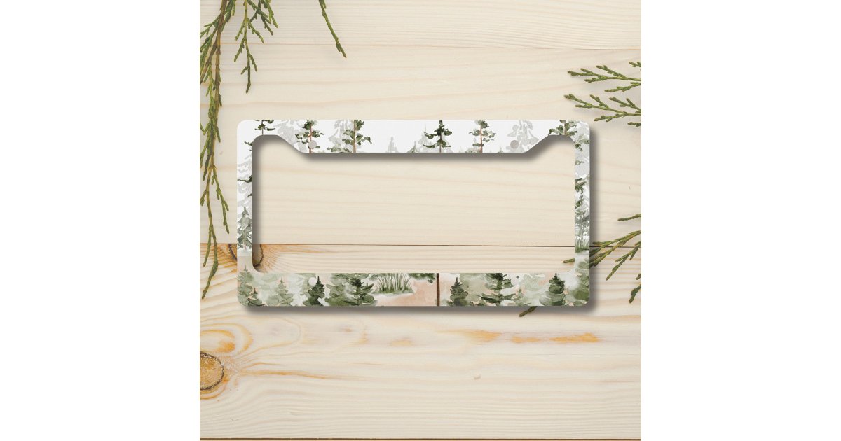 Watercolor Green Forest License Plate Frame | Zazzle