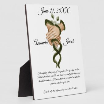 Watercolor Green Handfasting Art Wedding Keepsake Plaque | Zazzle
