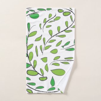 Watercolor Green Leaves Nature Pattern Bath Towel Set | Zazzle