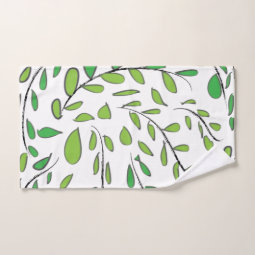 Watercolor Green Leaves Nature Pattern Bath Towel Set | Zazzle