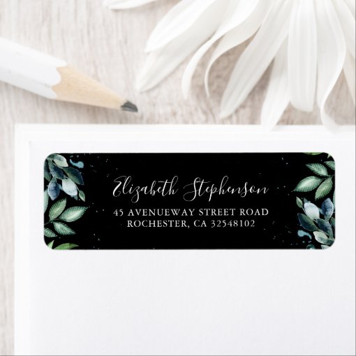 Watercolor Green Leaves Wedding Label | Zazzle