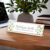 leaf design name plate