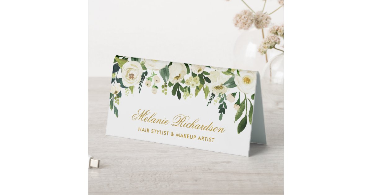 Watercolor Green White Floral Gold Name Sign | Zazzle