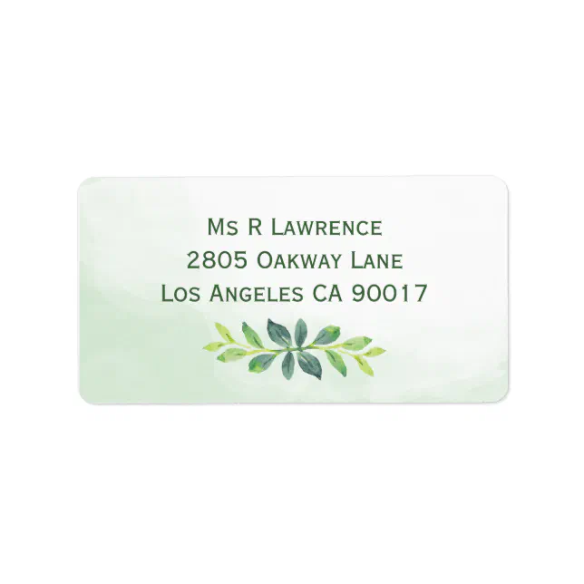 Watercolor Greenery Address Labels | Zazzle