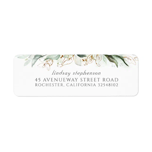 Watercolor Greenery and Eucalyptus Leaves Label | Zazzle