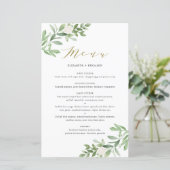 Watercolor Greenery and White Flowers Menu Card | Zazzle
