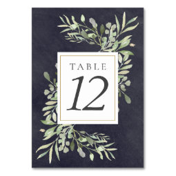 Watercolor Greenery Chalkboard Table Numbers | Zazzle