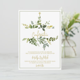 Watercolor Greenery Confirmation Invitation | Zazzle