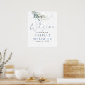 Watercolor Greenery Dusty Blue Welcome Sign | Zazzle