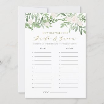 Watercolor Greenery Floral Guess the Age Game Card | Zazzle