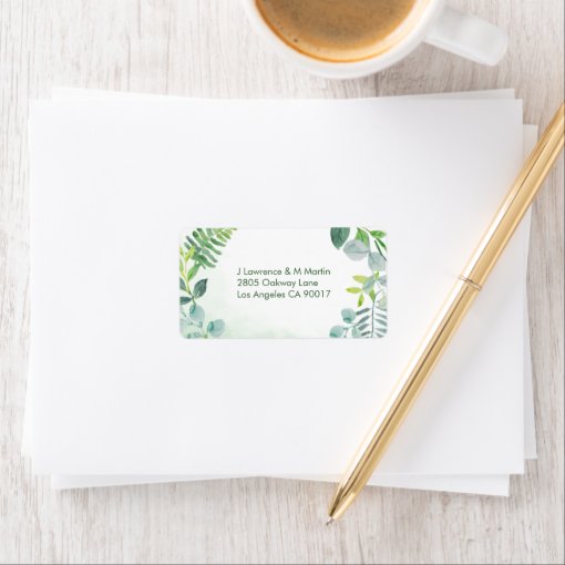 Watercolor Greenery Foliage Address Labels | Zazzle