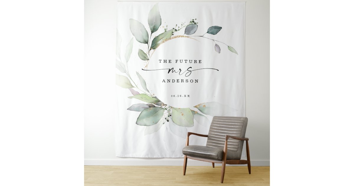 Watercolor Greenery Future Mrs Photo Prop Backdrop | Zazzle