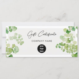 Watercolor Greenery Gift Certificate Voucher | Zazzle