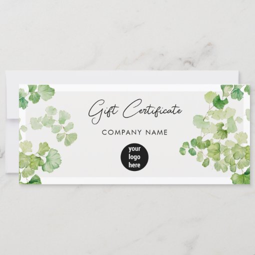 Watercolor Greenery Gift Certificate Voucher | Zazzle