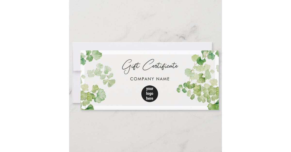 Watercolor Greenery Gift Certificate Voucher | Zazzle