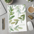 Watercolor Greenery Leaves Botanical Personalized Planner | Zazzle