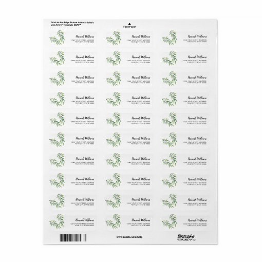 Watercolor Greenery Leaves Elegant Label | Zazzle