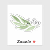 Watercolor Greenery Name Sticker | Zazzle