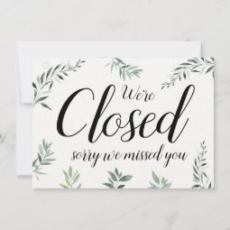 Watercolor Greenery Open Closed Spring Summer Sign | Zazzle