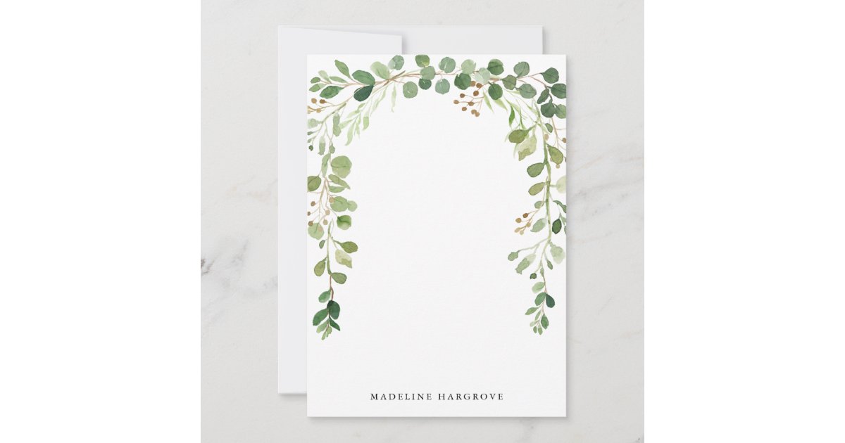 Watercolor Greenery | Personalized Stationery | Zazzle