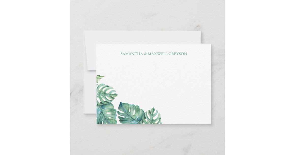 Watercolor Greenery Personalized Stationery Note Card | Zazzle