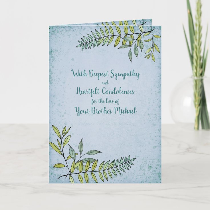 Watercolor Greenery Personalized Sympathy Card | Zazzle