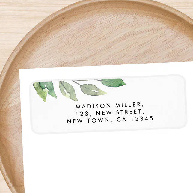 Watercolor Greenery Return Address Label | Zazzle