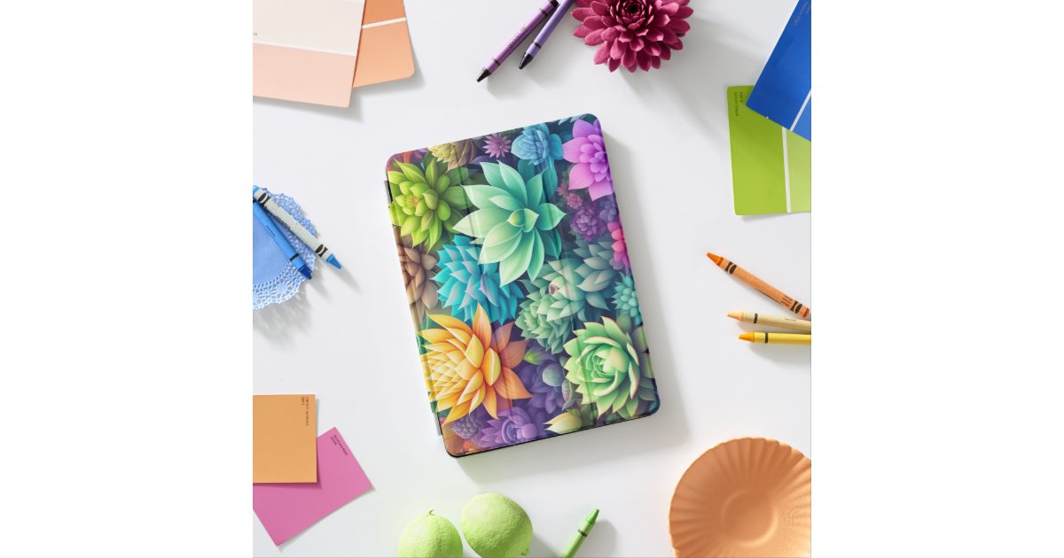Watercolor Greenery Succulents Collage iPad Air Cover | Zazzle