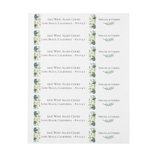 Watercolor Greenery Wrap Around Label | Zazzle