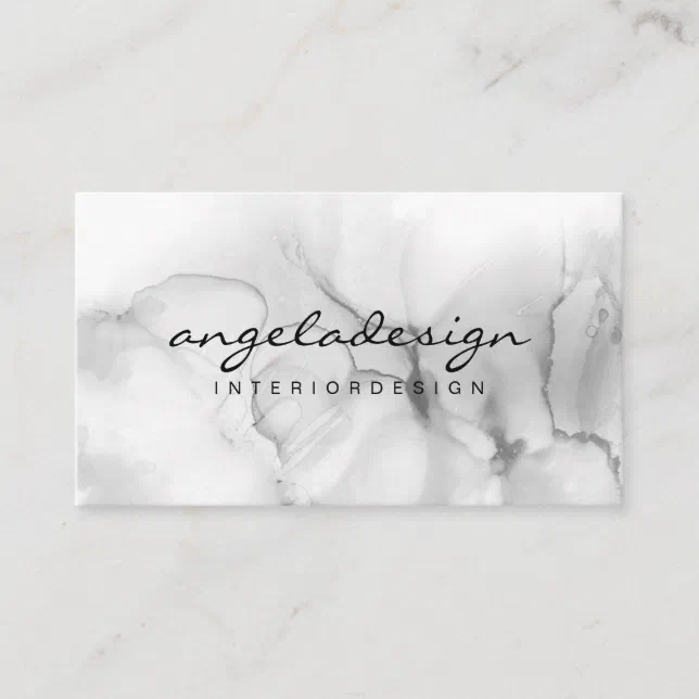 Watercolor grey black white business card | Zazzle