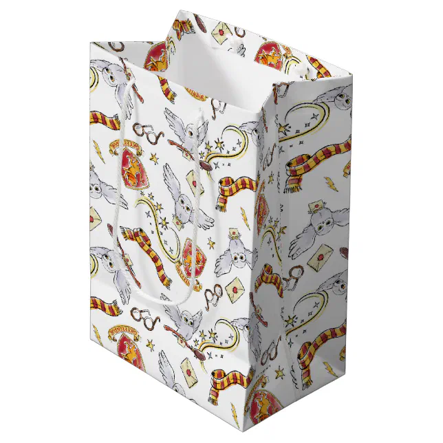 Watercolor GRYFFINDOR™ Hedwig Pattern Medium Gift Bag | Zazzle