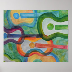 Watercolor Guitar Poster | Zazzle