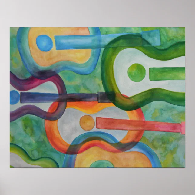 Watercolor Guitar Poster | Zazzle