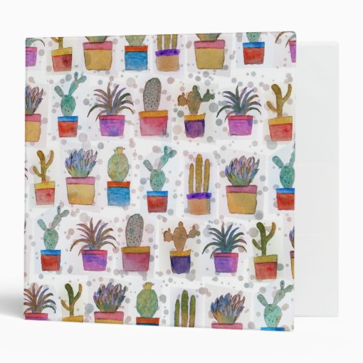 Watercolor hand paint cactus pattern binder | Zazzle