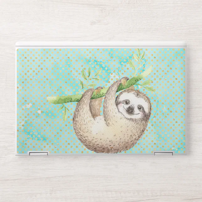Watercolor Happy Sloth HP Laptop Skin | Zazzle
