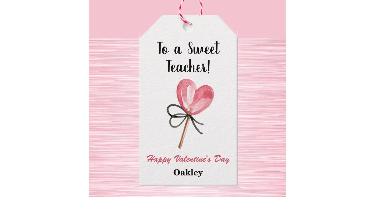 Watercolor Happy Valentine's Day Teacher Gift Tags | Zazzle