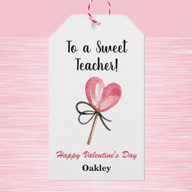 Watercolor Happy Valentine's Day Teacher Gift Tags | Zazzle