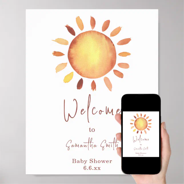 Watercolor Happy Yellow Sunshine Welcome Poster | Zazzle