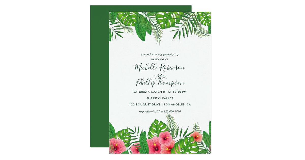 Watercolor Hawaiian Aloha Luau Engagement Party Invitation | Zazzle.com