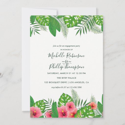 Watercolor Hawaiian Aloha Luau Engagement Party Invitation | Zazzle