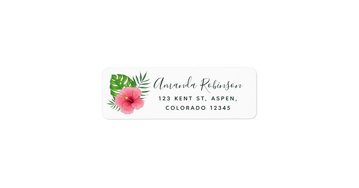 Watercolor Hawaiian Aloha Luau Wedding Label | Zazzle