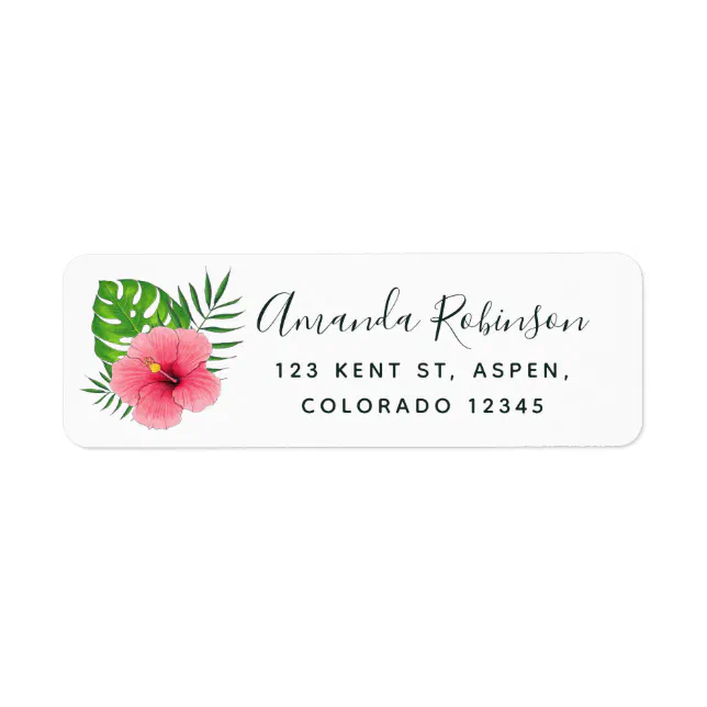 Watercolor Hawaiian Aloha Luau Wedding Label | Zazzle