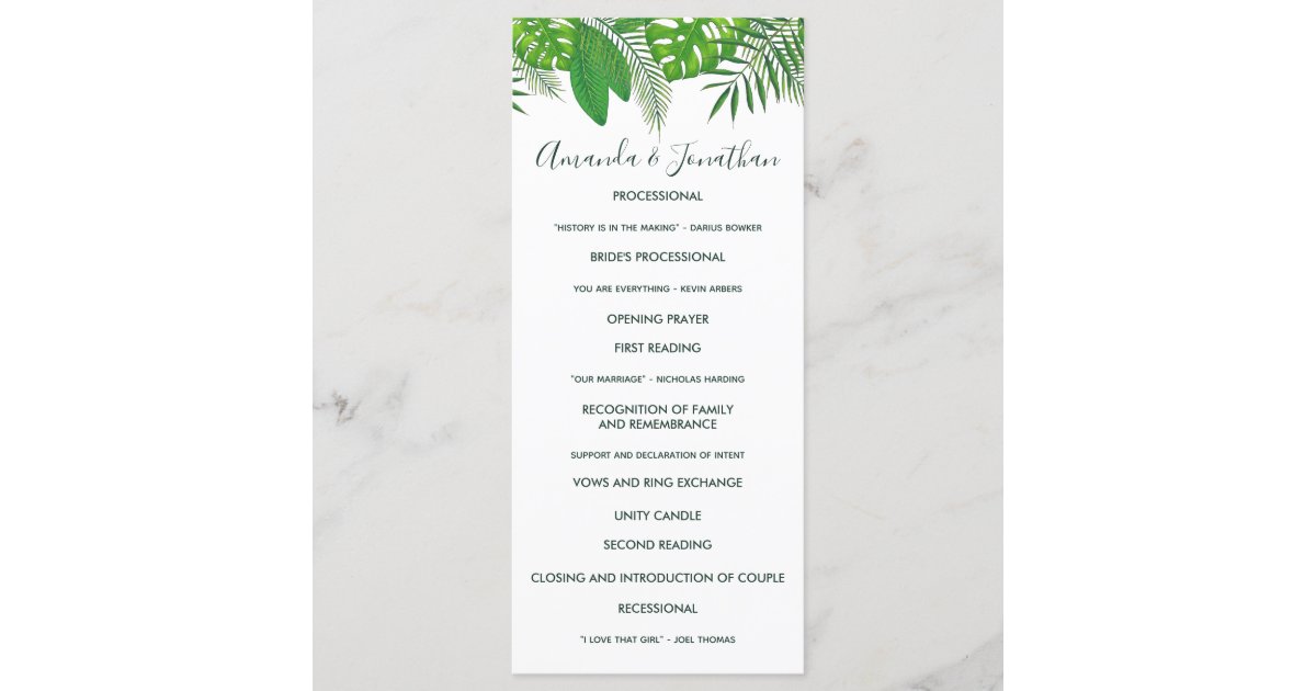 Watercolor Hawaiian Aloha Luau Wedding Program | Zazzle