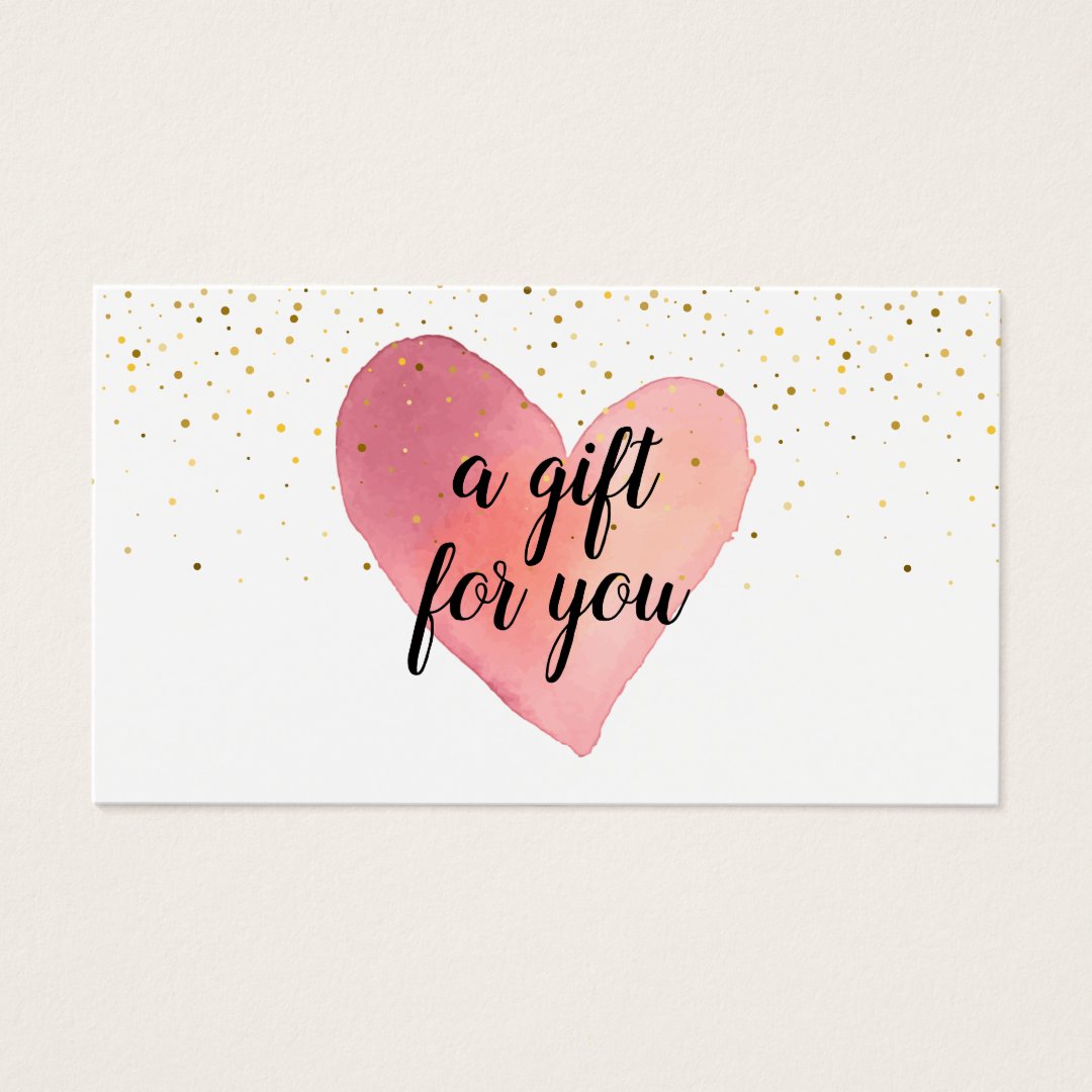 Watercolor Heart Gold Sprinkles Gift Certificate | Zazzle