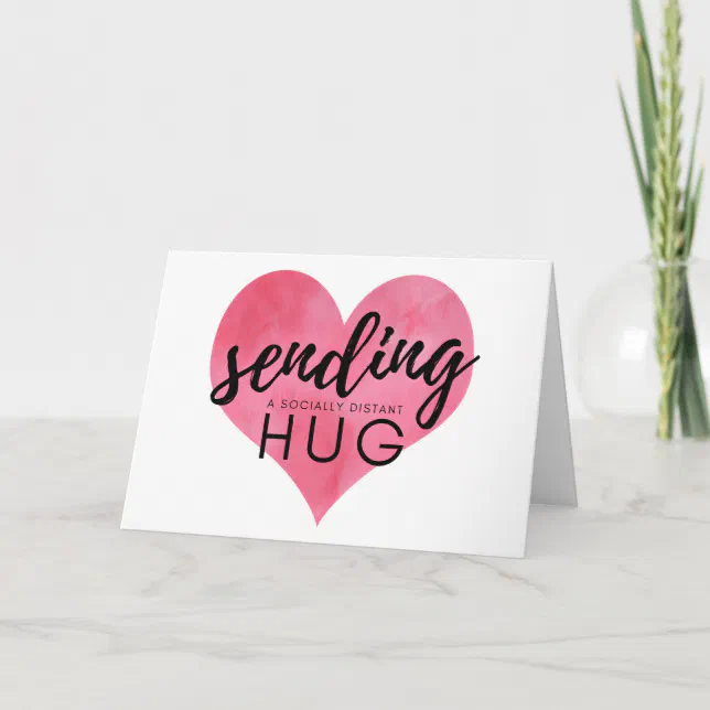 Watercolor Heart Social Distancing Hug Card | Zazzle