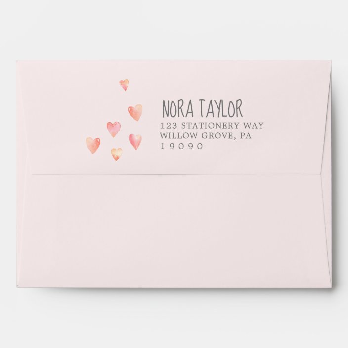 Watercolor Hearts Girl Baby Shower Envelope | Zazzle.com