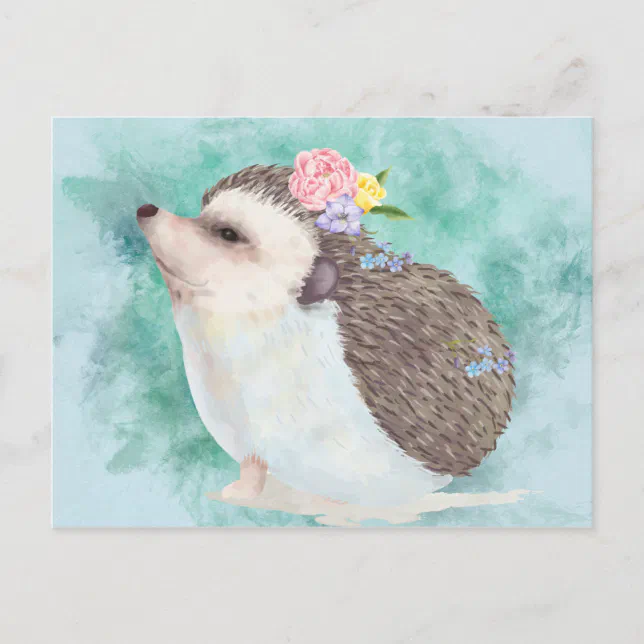 Watercolor Hedgehog Postcard | Zazzle