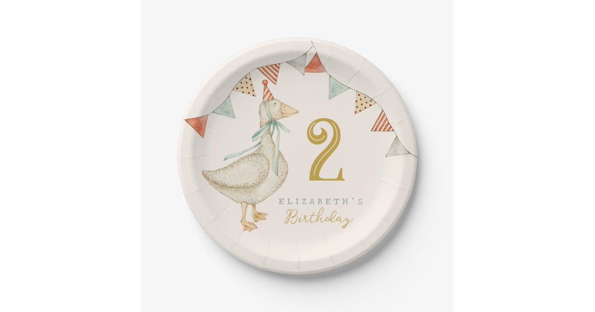 Watercolor Hello Baby Duck. Toys Birthday Paper Plates | Zazzle
