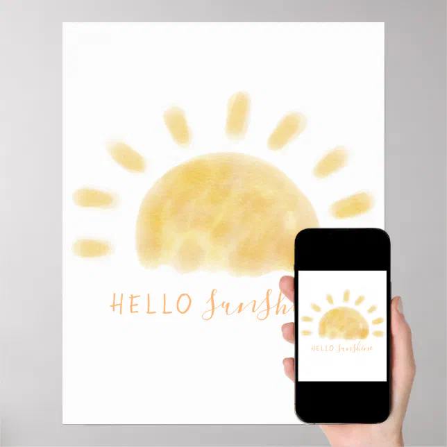 Watercolor “Hello Sunshine” Sun Wall Art | Zazzle